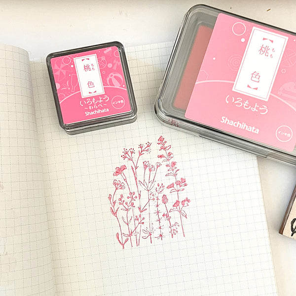 Shachihata Iromoyo MINI Ink Pad - Pink - Momoiro 桃色 - HAC-S1-LP - Paper Plus Cloth