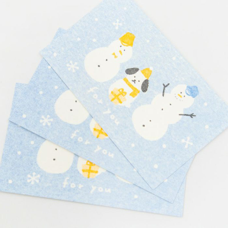 Furukawa Retro Mini Card - Snowman and Dog - Paper Plus Cloth