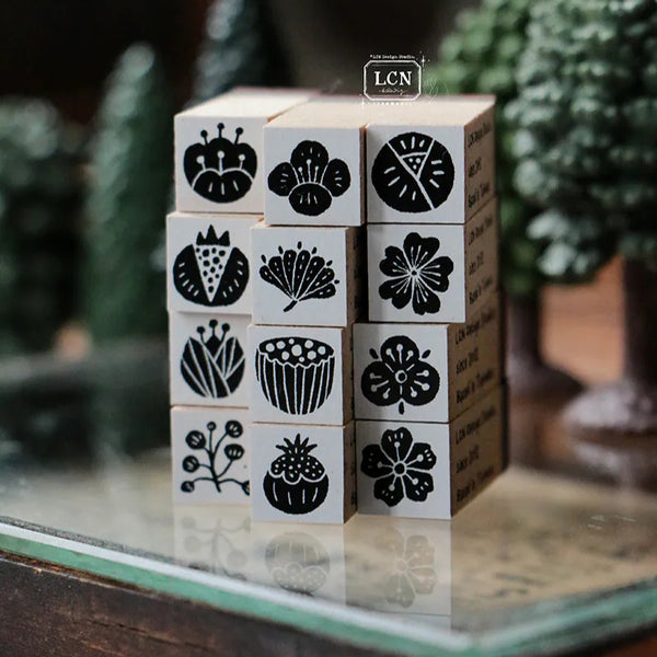 LCN Rubber Stamp Set - Wagashi Flowers - Paper Plus Cloth