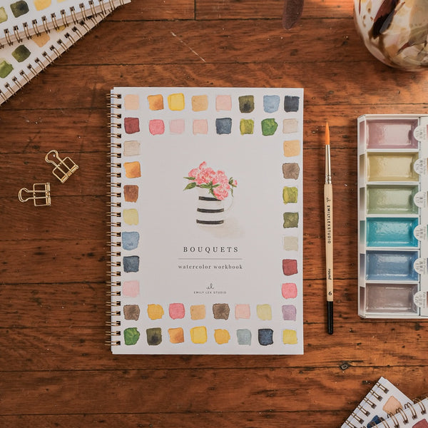 emily lex studio - Bouquets watercolor workbook - Paper Plus Cloth