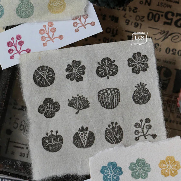 LCN Rubber Stamp Set - Wagashi Flowers - Paper Plus Cloth