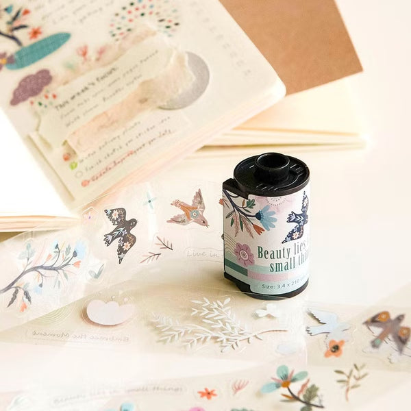 MU Print PET Kiss Cut Roll Tape - 06 Feathers Whispering Among Flowers ...