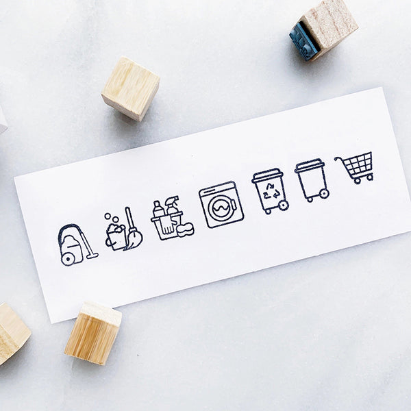 Papergram - Cleaning Stamp Set • Small Rubber Stamps for Planners ...