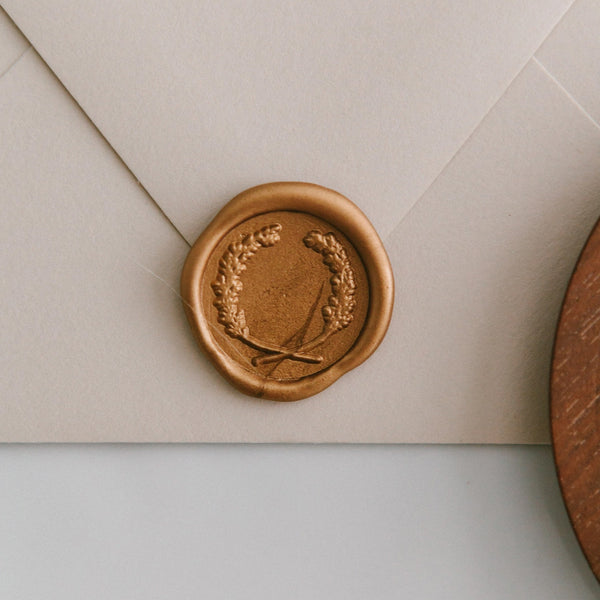 Written Word Calligraphy - Laurel Crest Wax Seal Stamp - Paper Plus Cloth