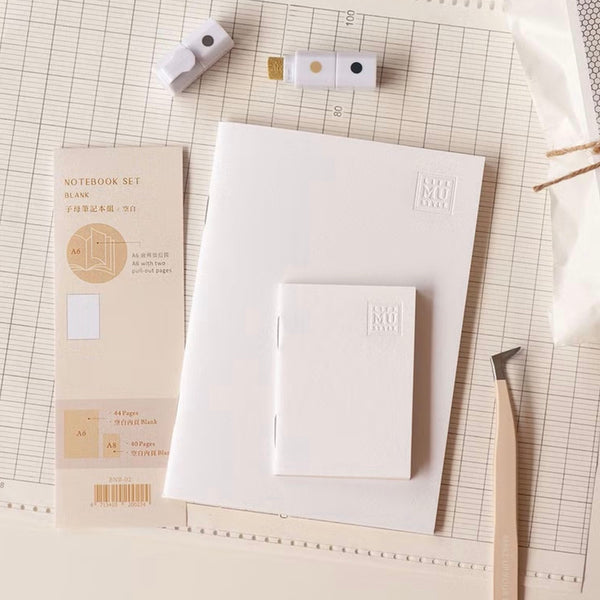 MU Print A6 and A8 Notebook Set, Blank - Paper Plus Cloth