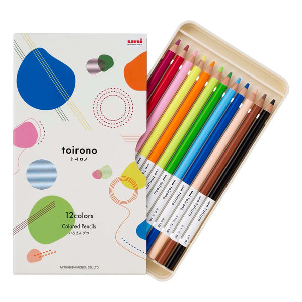 Uni Toirono Pencil Crayons - 12 Color Set - Paper Plus Cloth