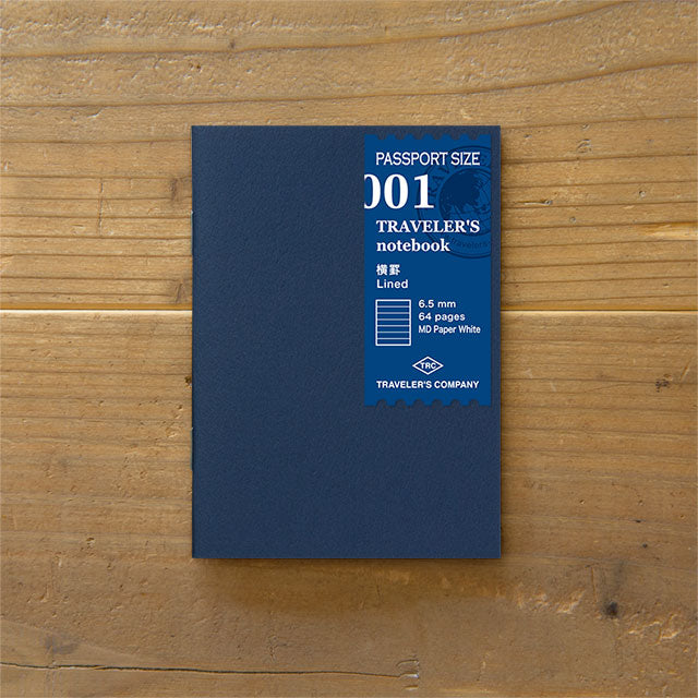 Traveler's Notebook Refill 001 - Passport Size - Lined - Paper Plus Cloth